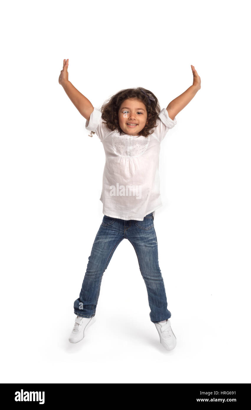 Cute girl jumping Stock Photo - Alamy