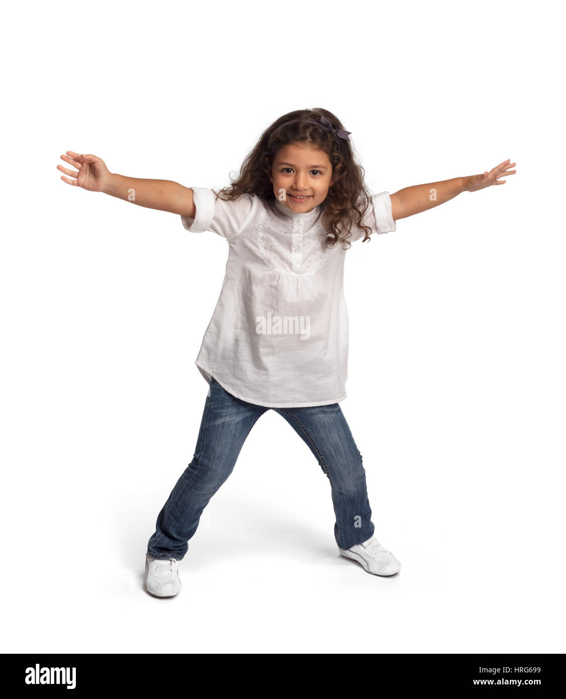 Cute girl arms open Stock Photo - Alamy