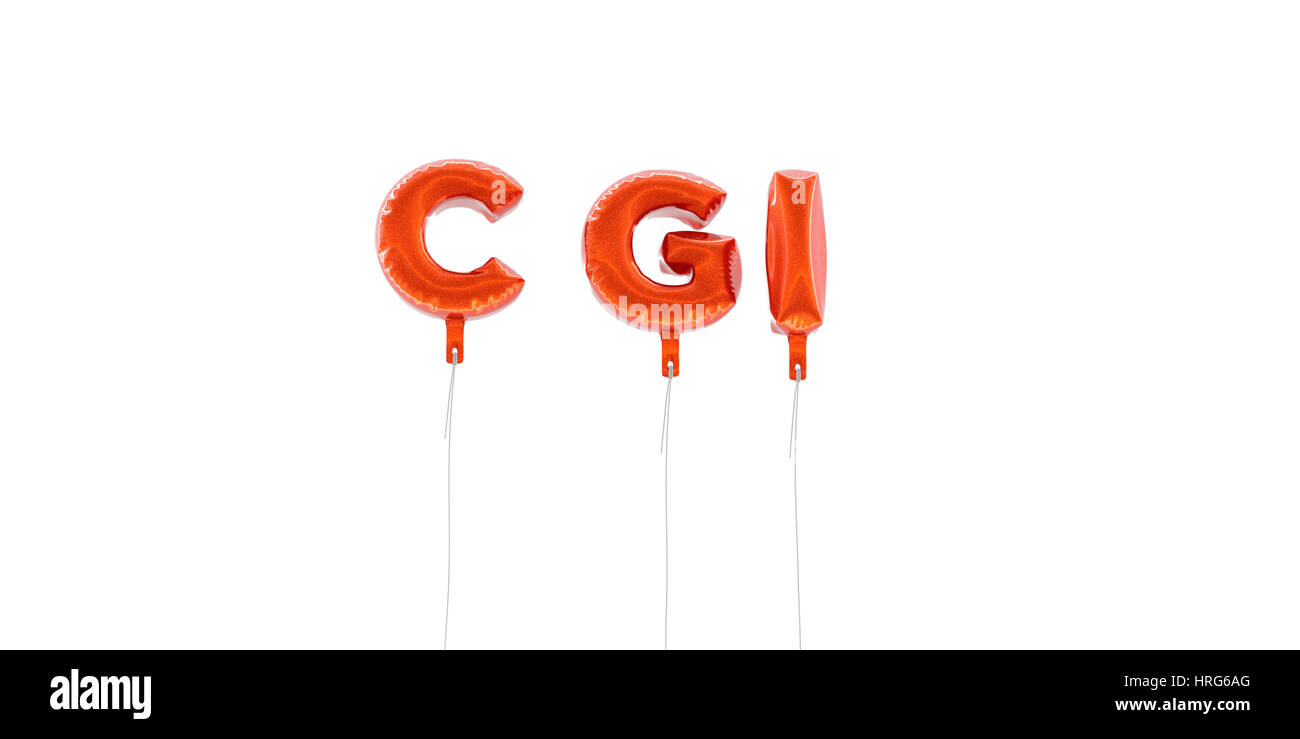 CGI - word made from red foil balloons - 3D rendered. Can be used for ...