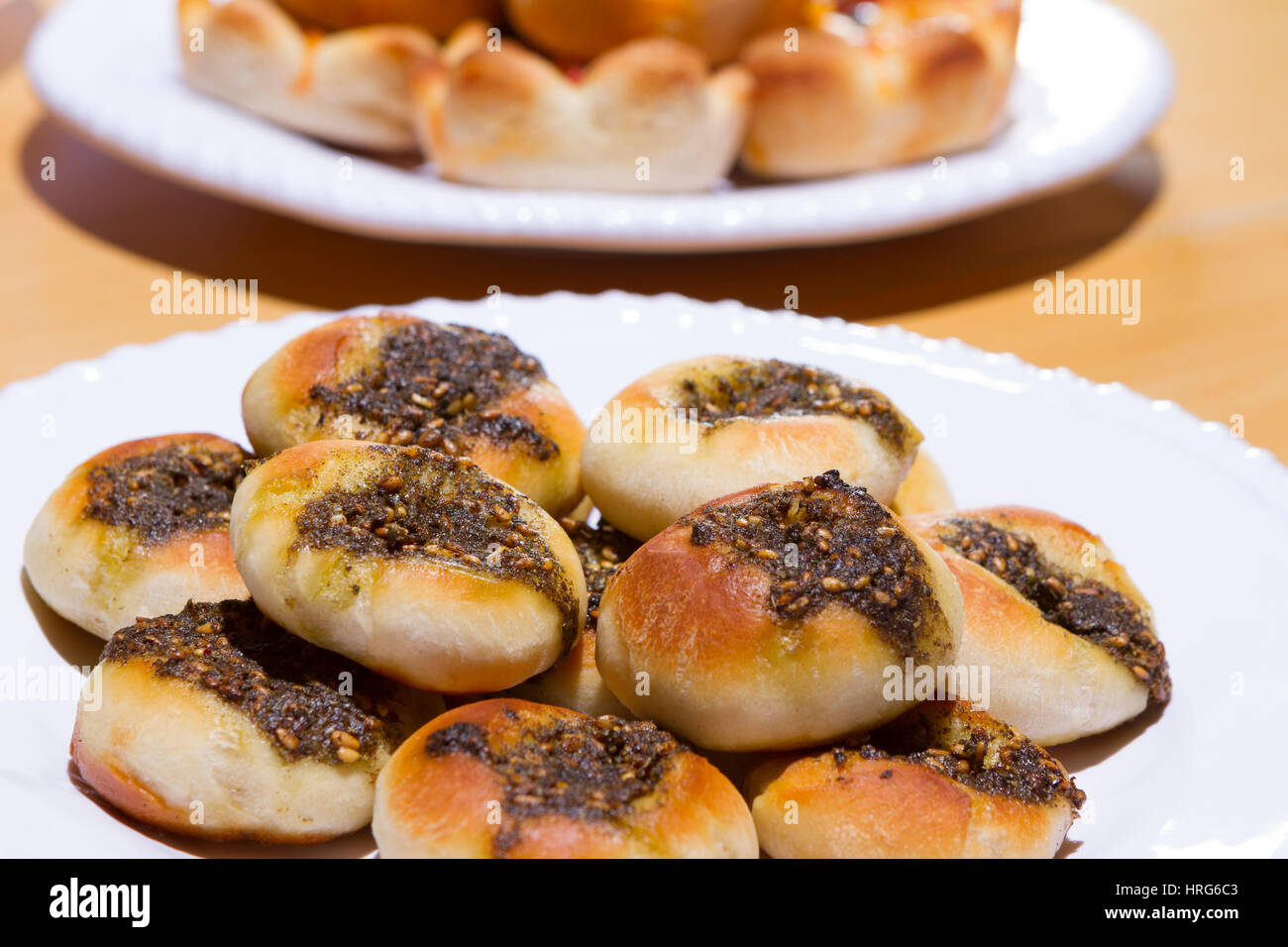 fresh baked vegetarian mini zaatar also known as thyme pastry to share ...