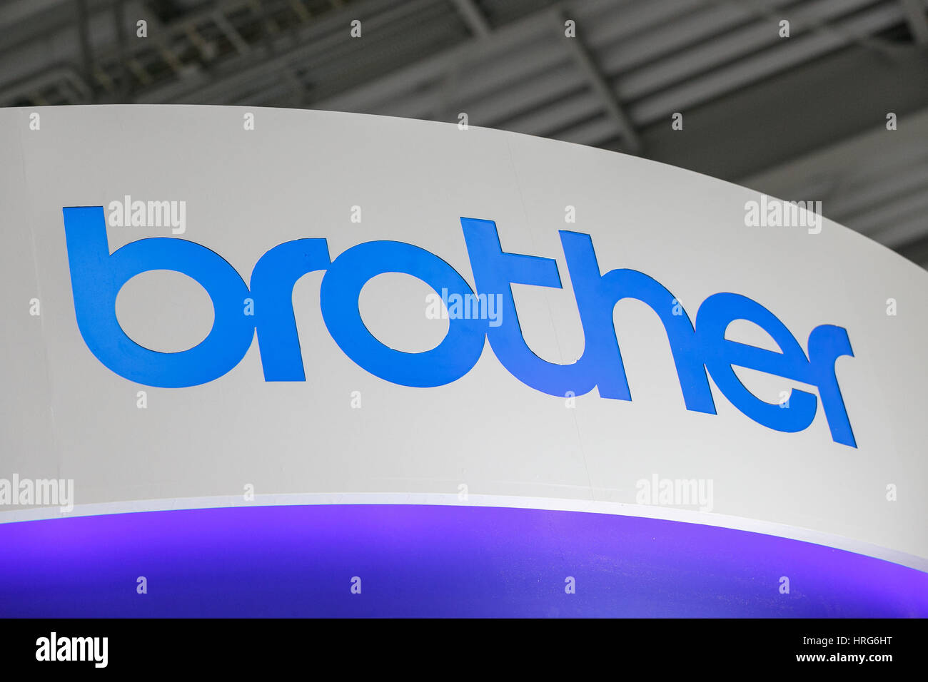 Tokyo, Japan. 1st Mar, 2017. A Brother signboard on display at World ...