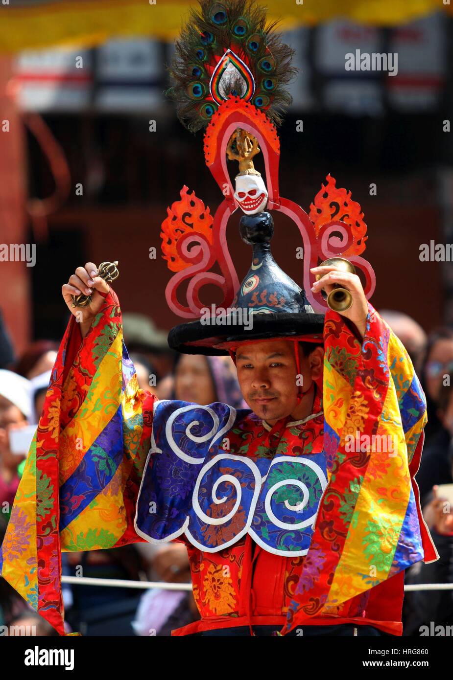 Kathmandu, Nepal. 1st Mar, 2017. A performer from Sherpa Community ...