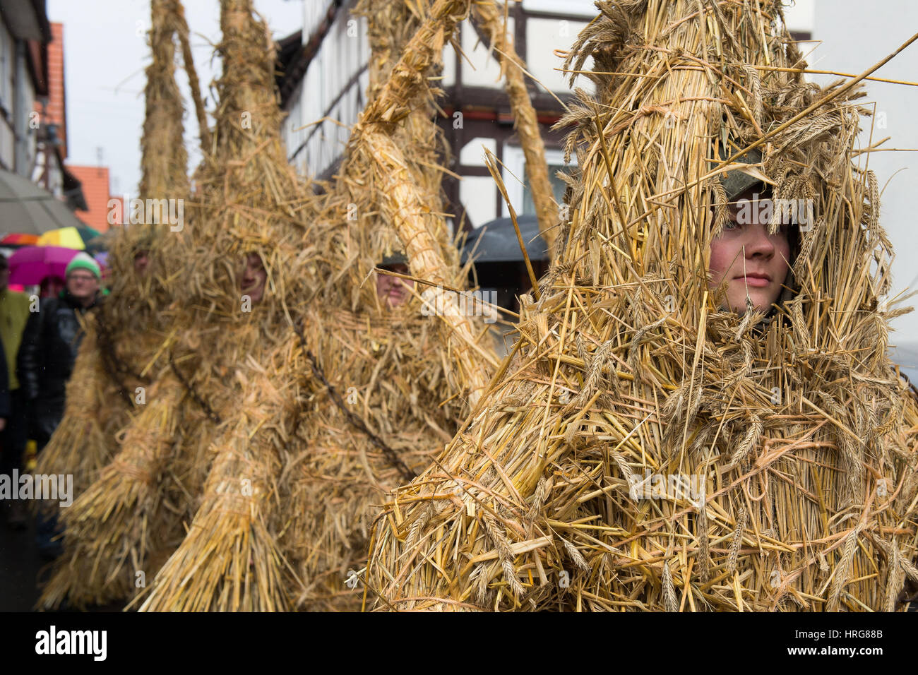 Heldra, Germany. 1st March 2017. Julian Rimbach (r) dressed up as a ...