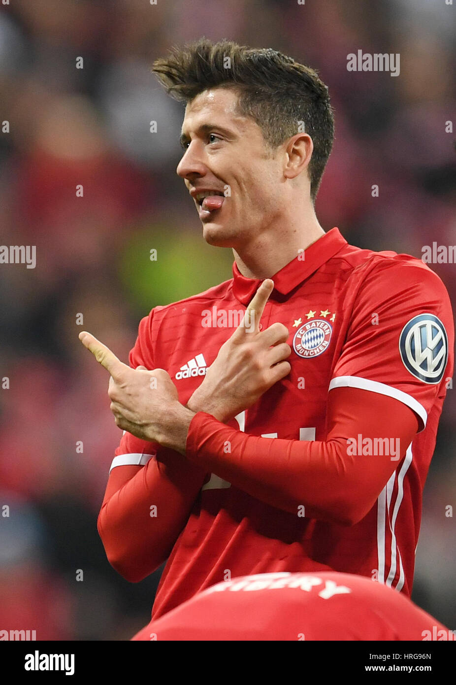 Munich, Germany. 1st March 2017. Robert Lewandowski from Bayern ...