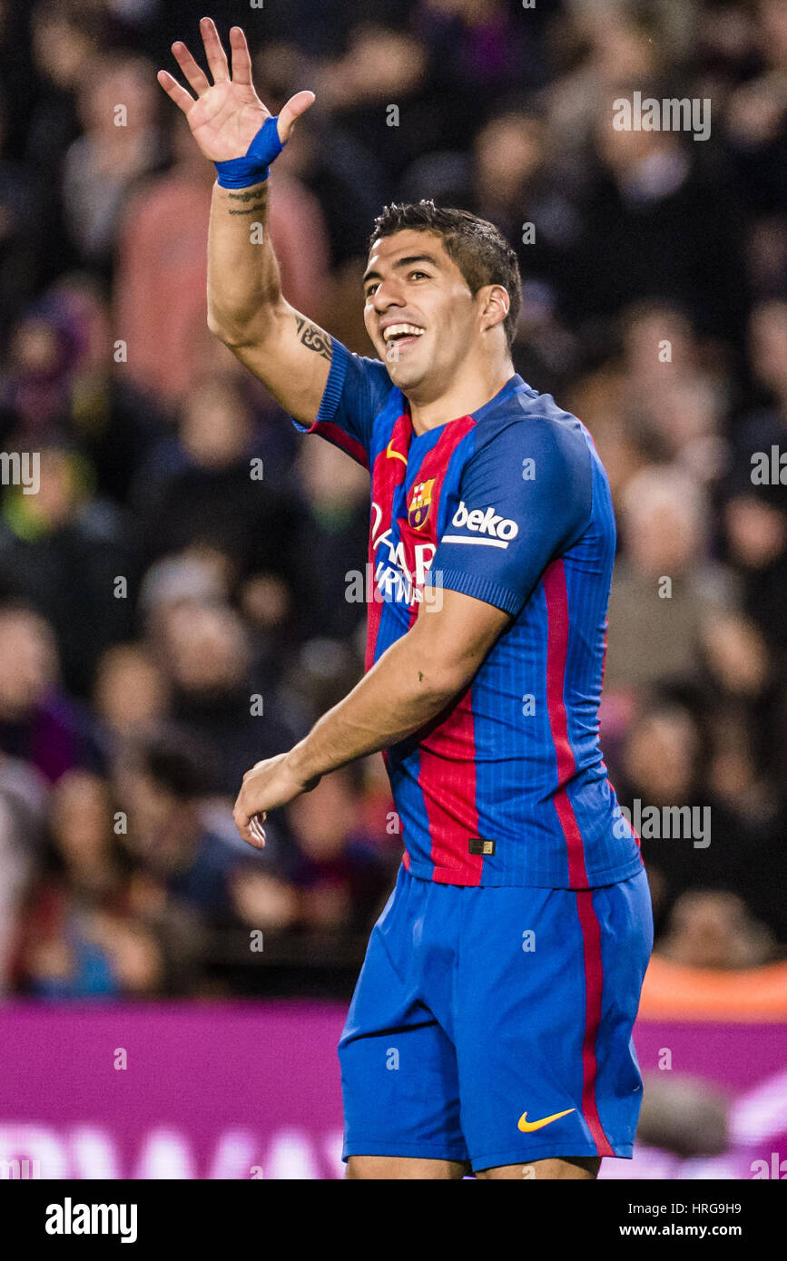 Barcelona, Catalonia, Spain. 1st Mar, 2017. FC Barcelona forward SUAREZ ...