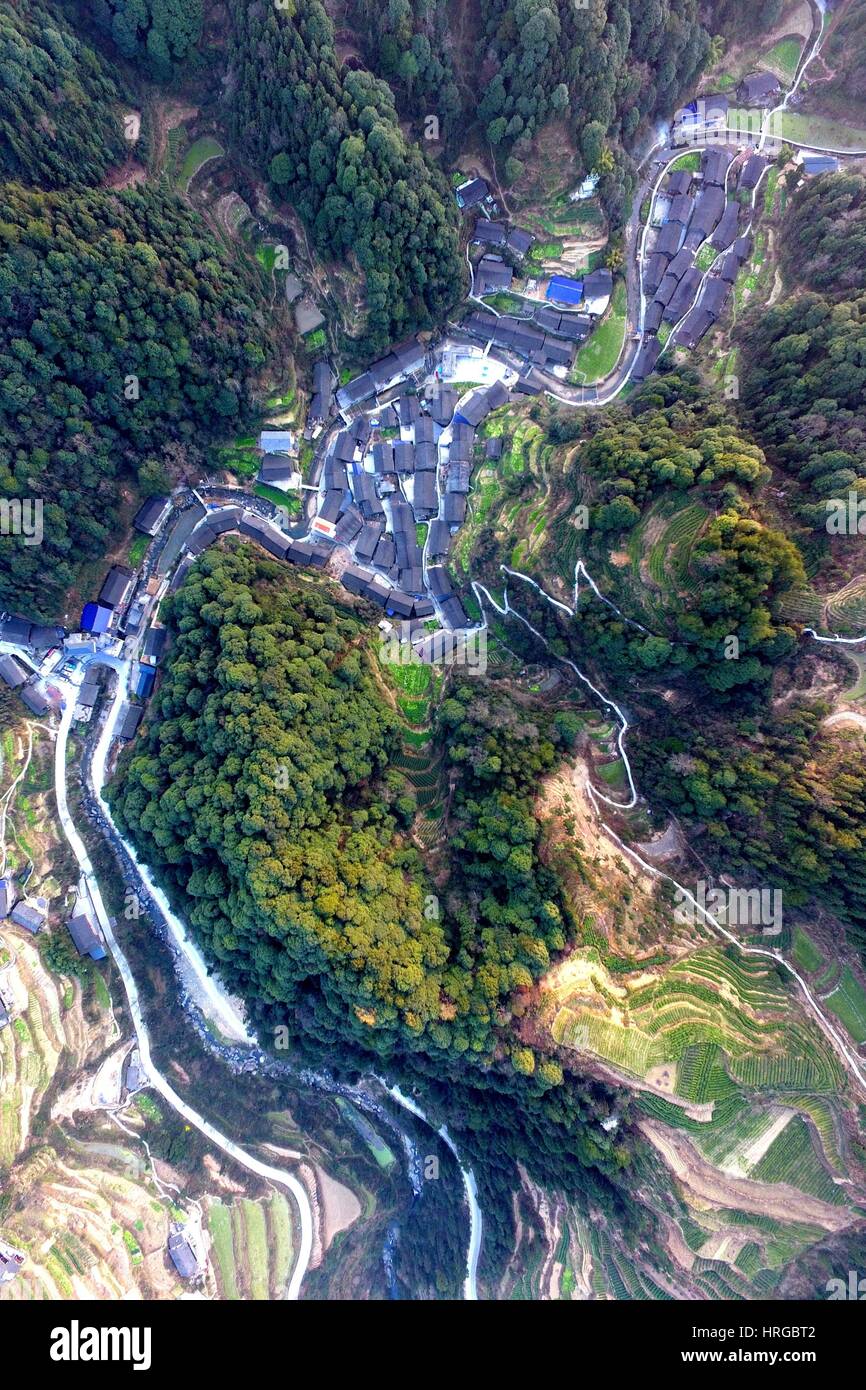 Hunan, Hunan, China. 1st Mar, 2017. Aerial photography of Miao villages ...