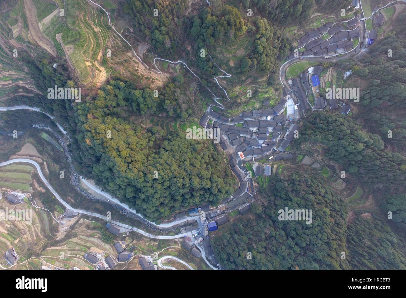 Hunan, Hunan, China. 1st Mar, 2017. Aerial photography of Miao villages ...