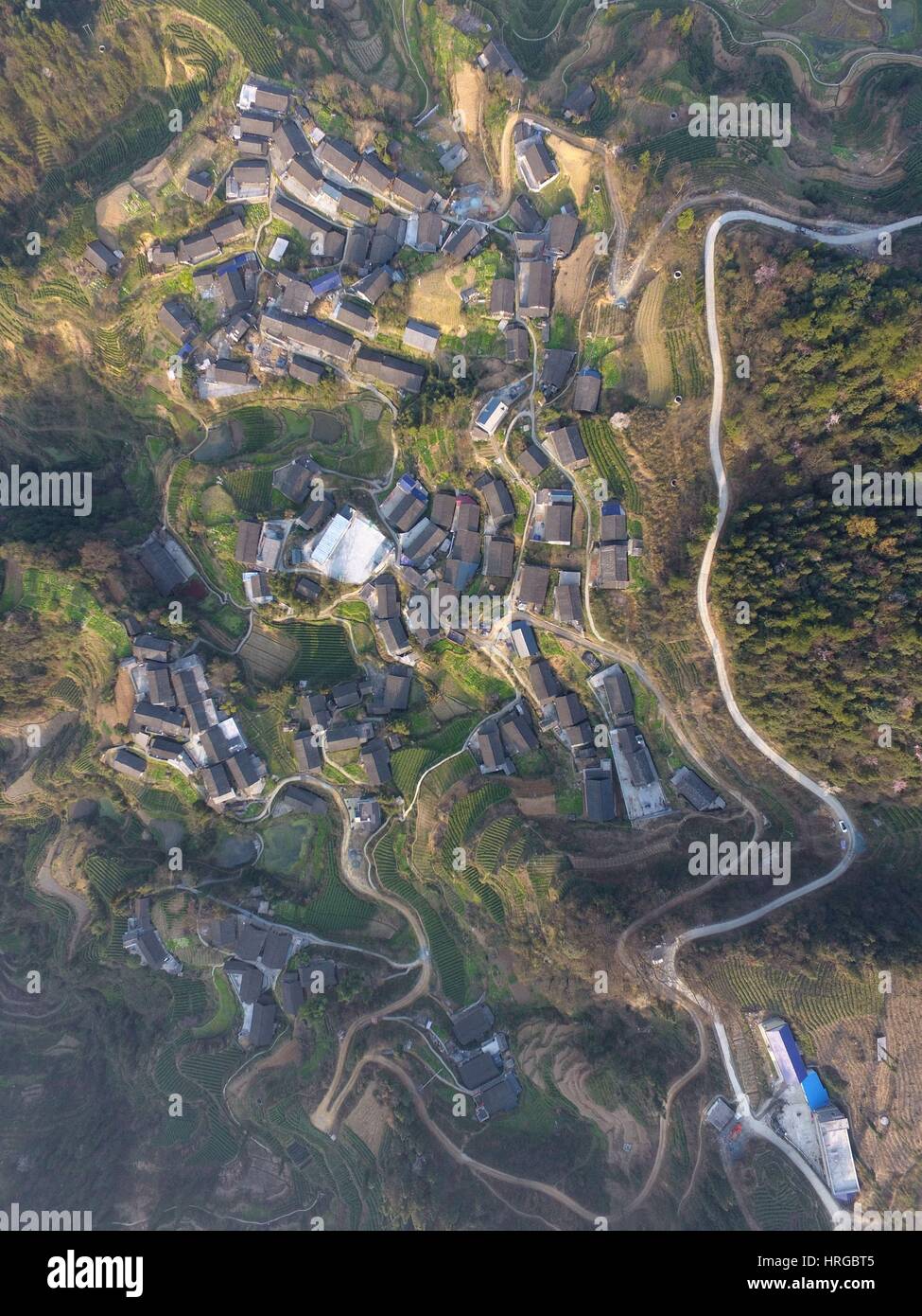 Hunan, Hunan, China. 1st Mar, 2017. Aerial photography of Miao villages ...