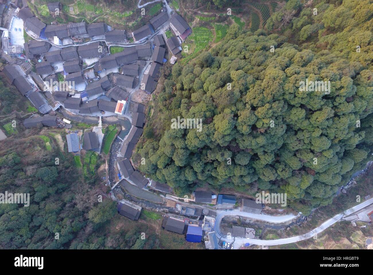 Hunan, Hunan, China. 1st Mar, 2017. Aerial photography of Miao villages ...