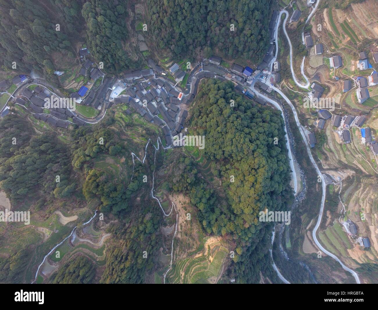 Hunan, Hunan, China. 1st Mar, 2017. Aerial photography of Miao villages ...