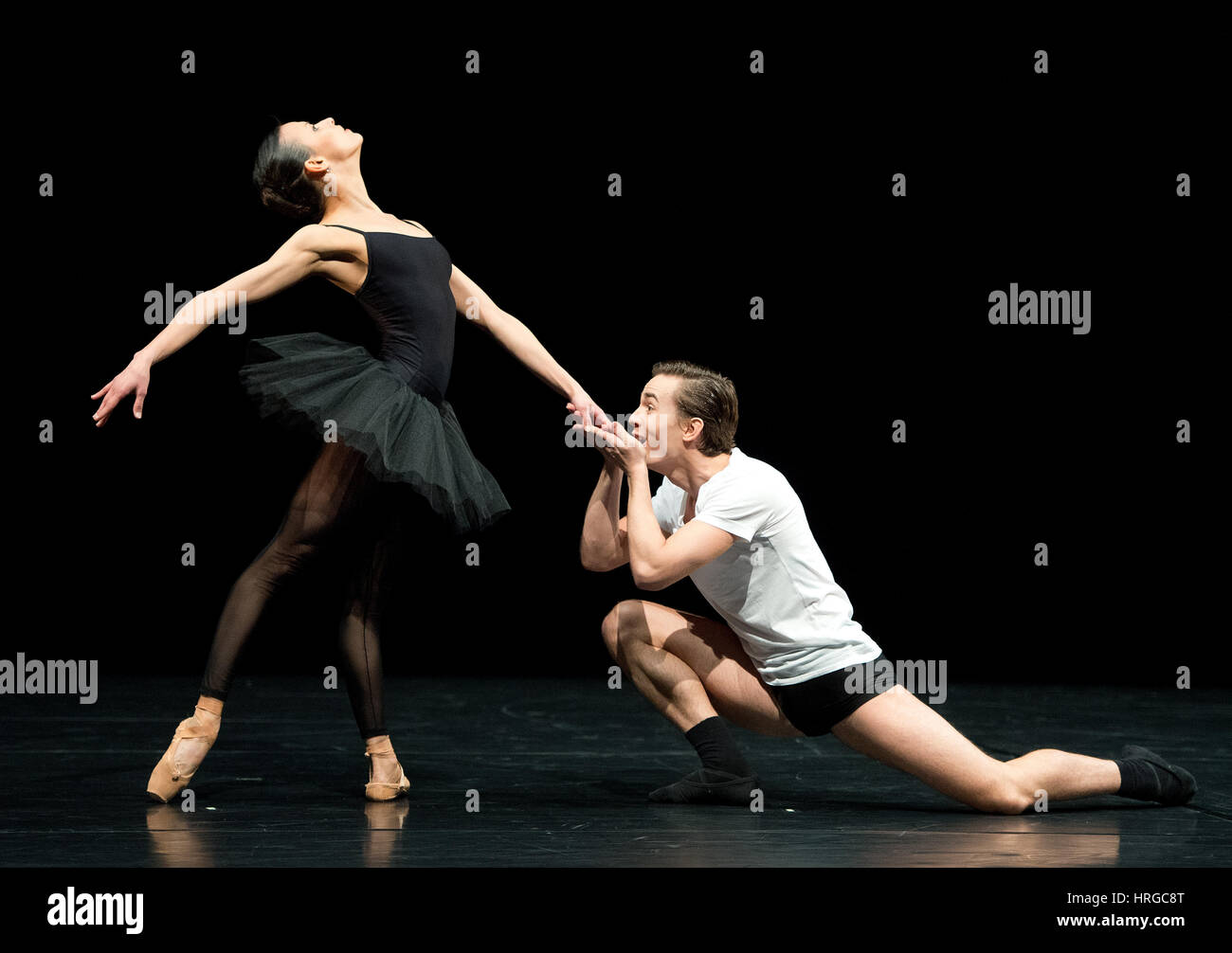 Stuttgart, Germany. 27th Feb, 2017. Dancers Barbara Melo Freire (l) and ...