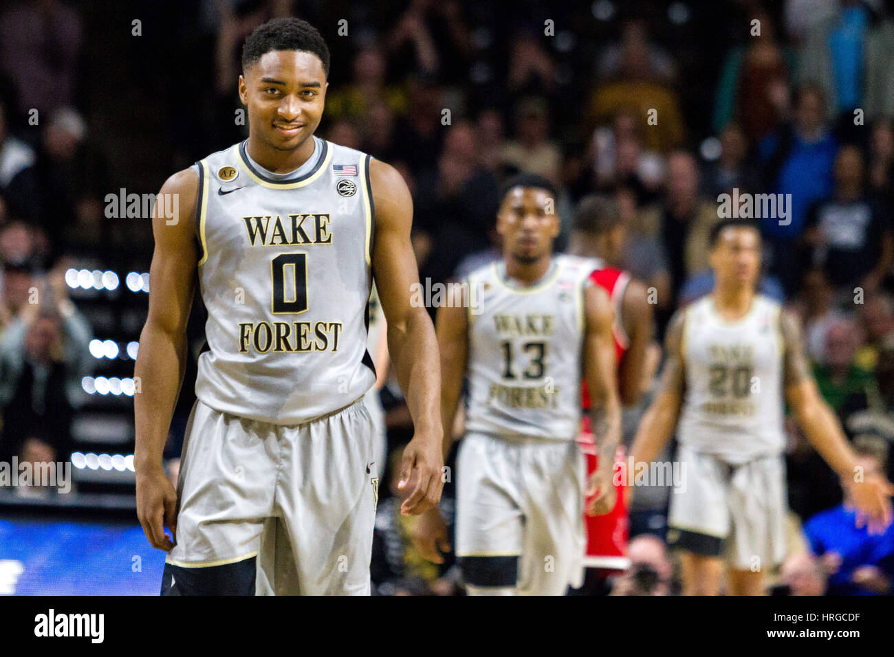 Winston-Salem, NC, USA. 1st Mar, 2017. Demon Deacons guard Brandon ...