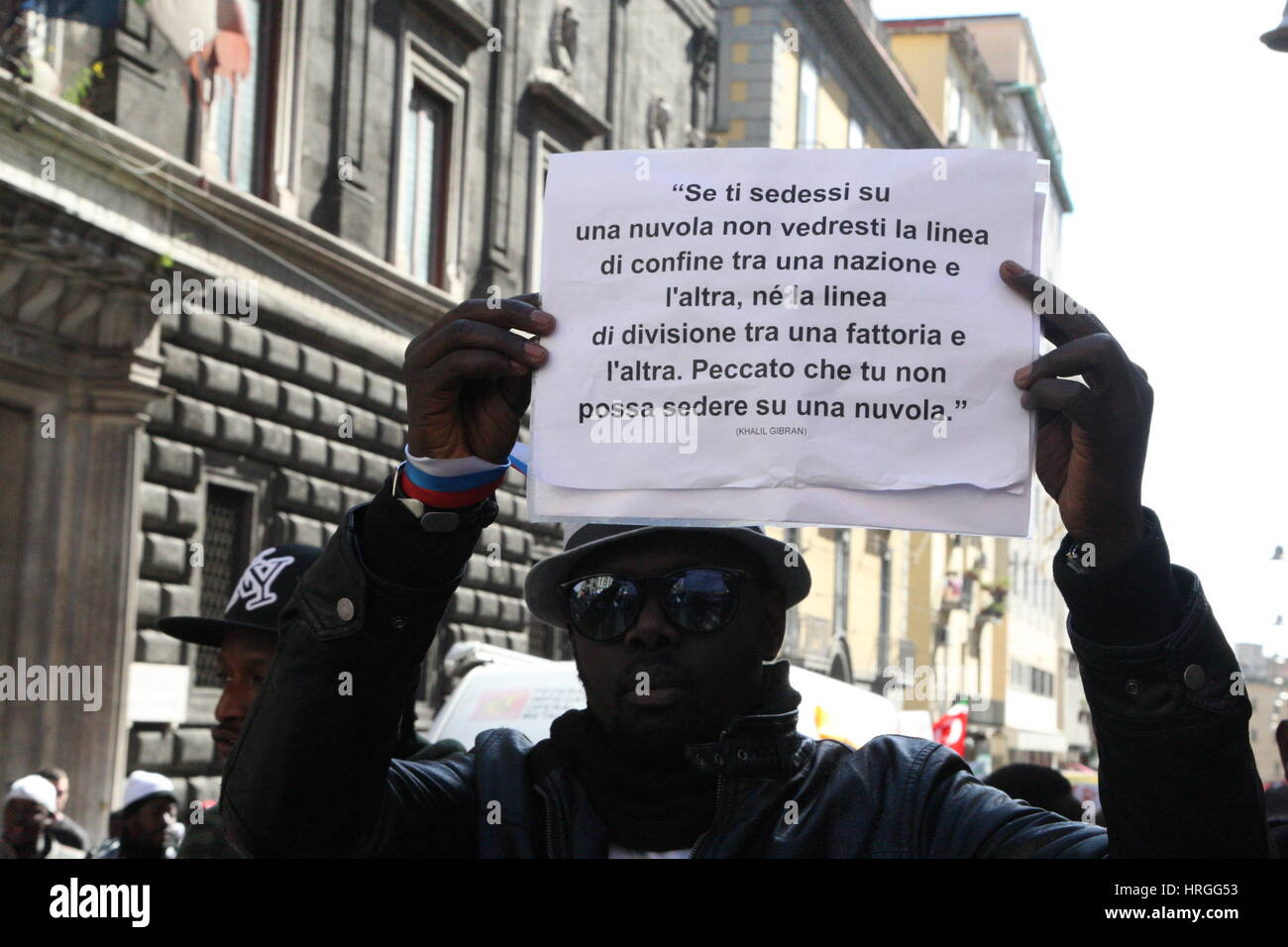 Naples, Italy. 1st March 2017.Anti-racist rally in Naples: procession ...