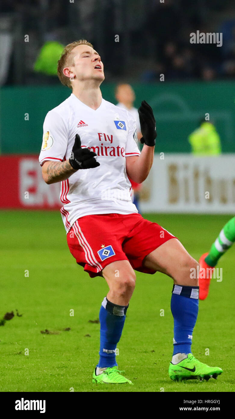Hamburg's Lewis Holtby reacts during the DFB Cup quarter final match ...