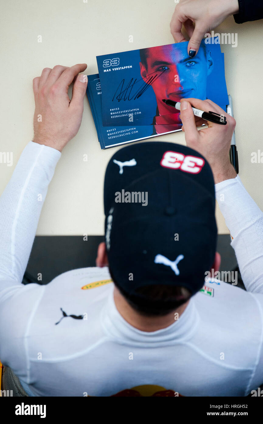Barcelona, Spain. 2nd Mar, 2017. Max Verstappen, driver of the Red Bull ...
