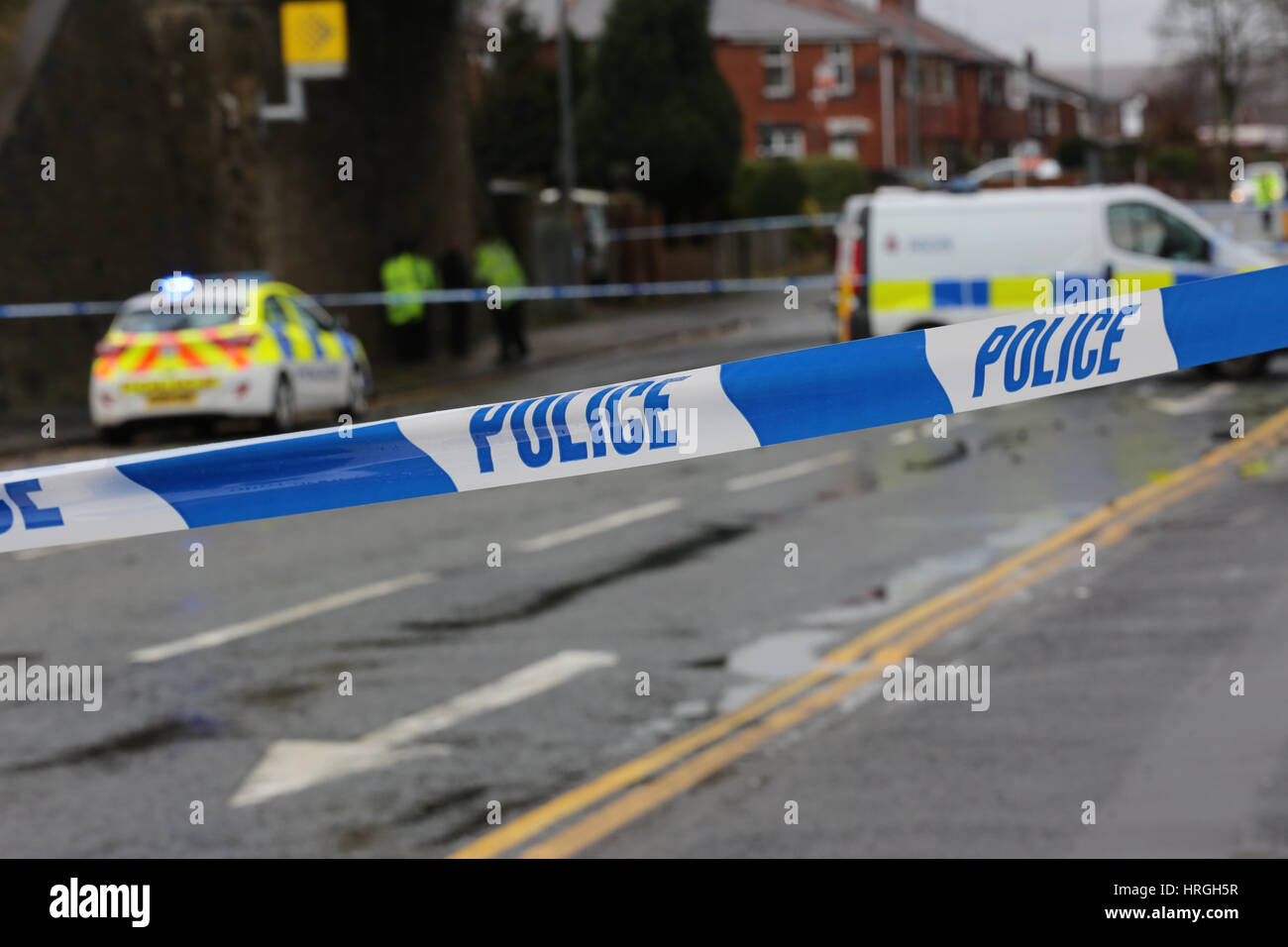 Newbold, Rochdale, UK. 2nd Mar, 2017. Police tape cordons of Kingsway ...