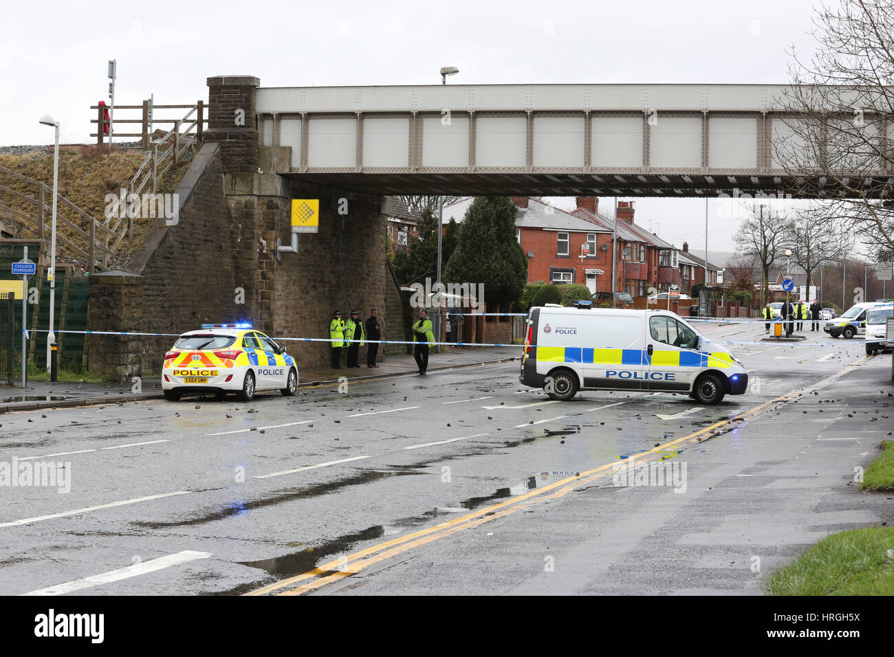 Newbold, Rochdale, UK. 2nd Mar, 2017. Incident on the metro link tram ...