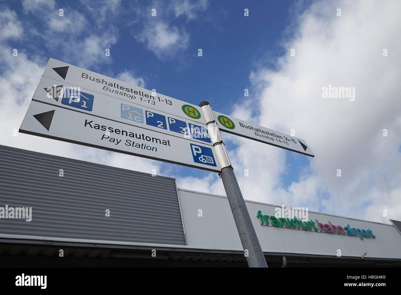 Hahn, Germany. 2nd Mar, 2017. A sign for the terminals can be seen at ...