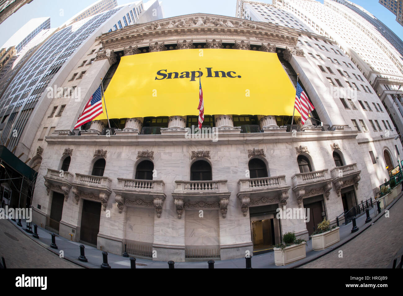 New York, USA. 2nd Mar, 2017. The New York Stock Exchange is decorated ...