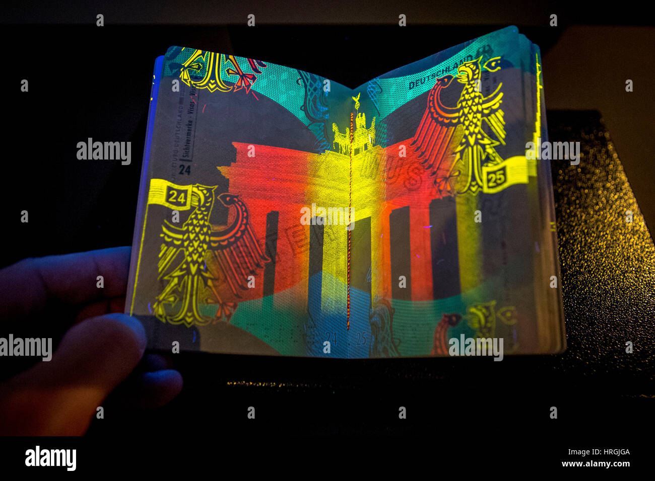 Berlin, Germany. 23rd Feb, 2017. An example of the new passport for ...