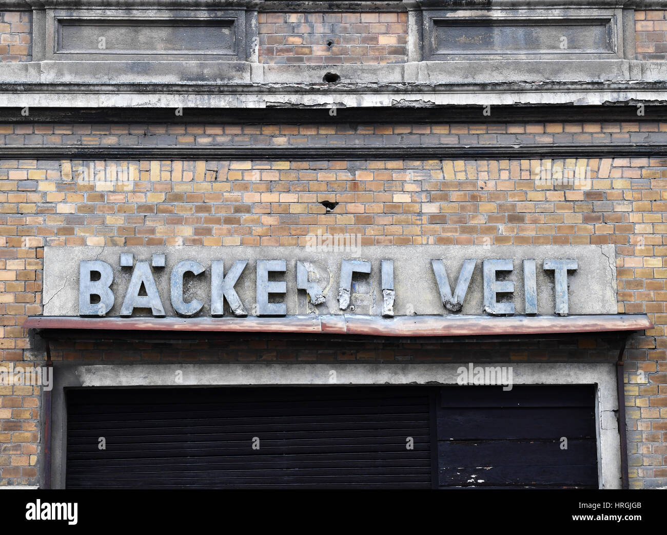 Dessau, Germany. 10th Feb, 2017. The partially broken lettering ...