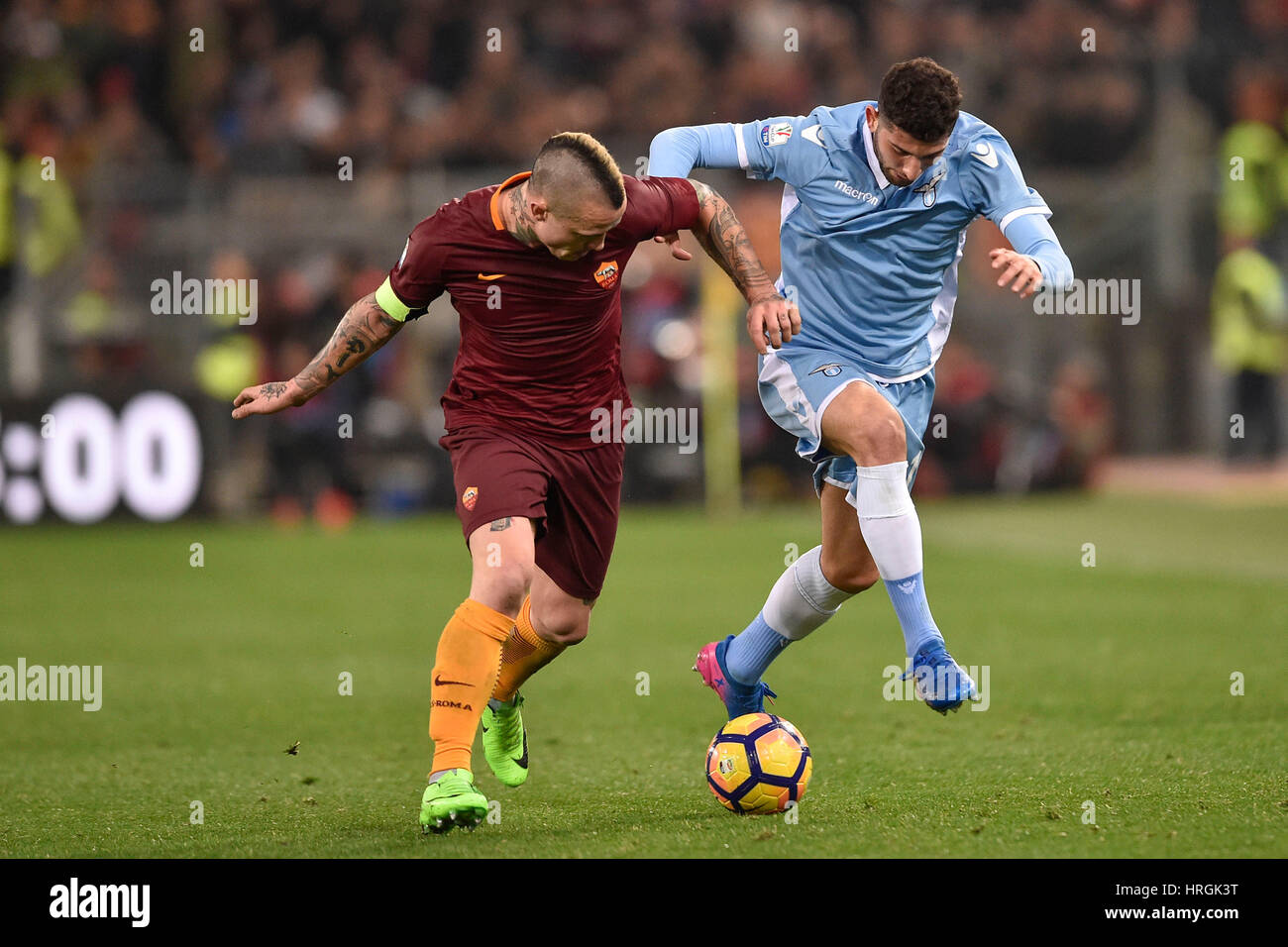 Rome, Italy. 1st Mar, 2017. Luca Grecco of Lazio (R) and Radja ...
