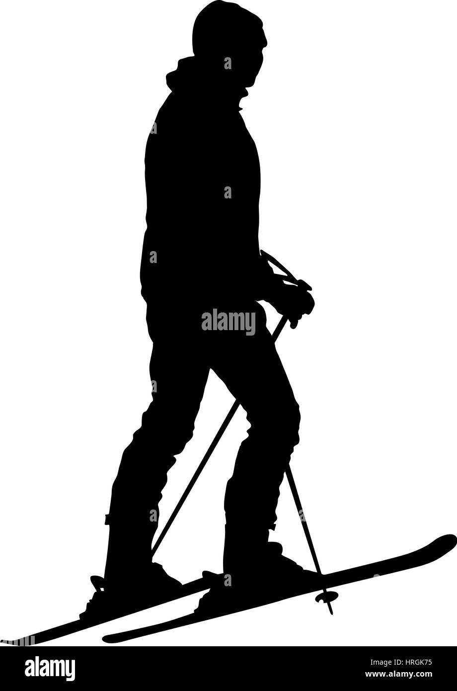Woman on ski silhouette hi-res stock photography and images - Alamy