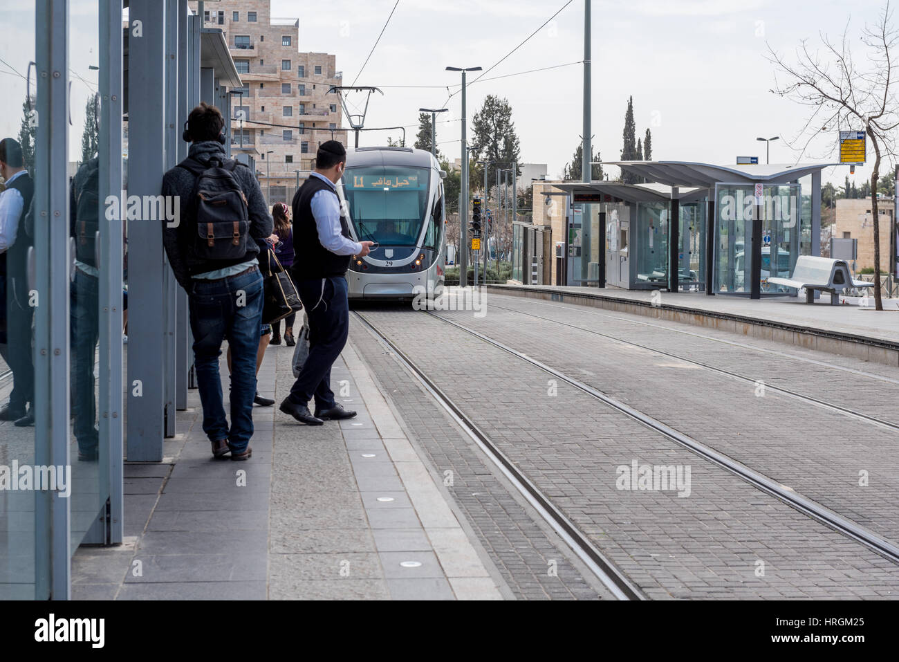 Red line tram, Mount Herzl, Jerusalem, Israel Stock Photo - Alamy