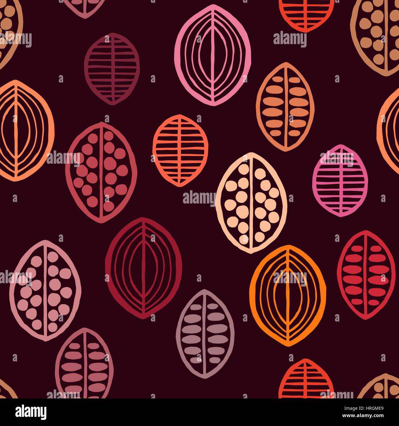 Seamless floral pattern with primitive leaves. Tribal ethnic background ...