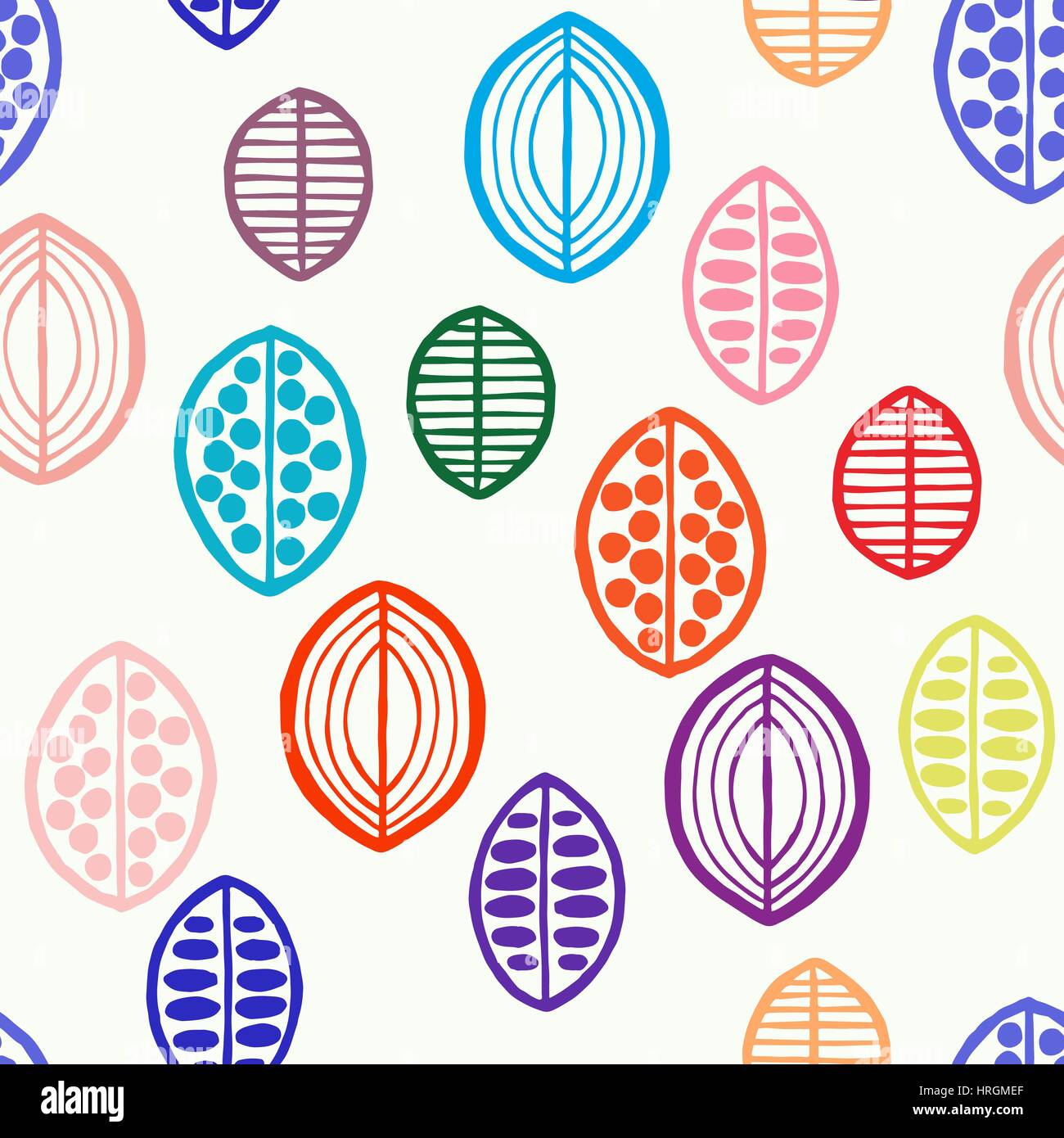 Seamless floral pattern with primitive leaves. Tribal ethnic background ...