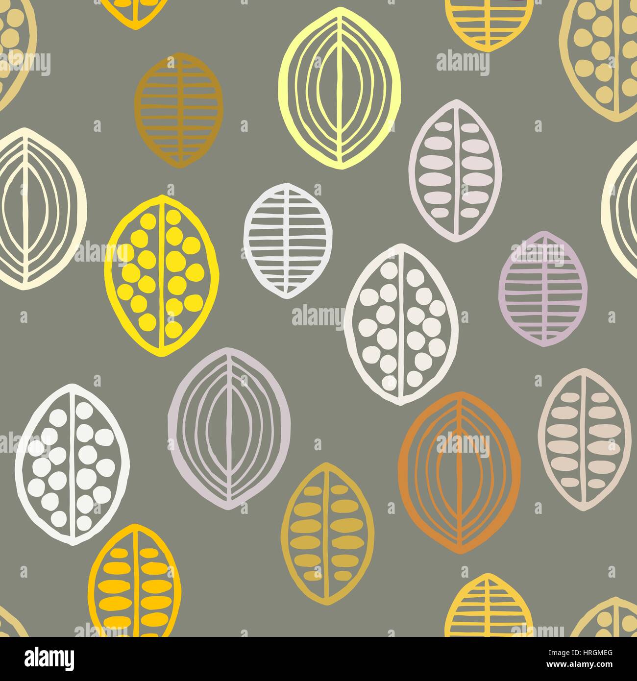 Seamless floral pattern with primitive leaves. Tribal ethnic background ...