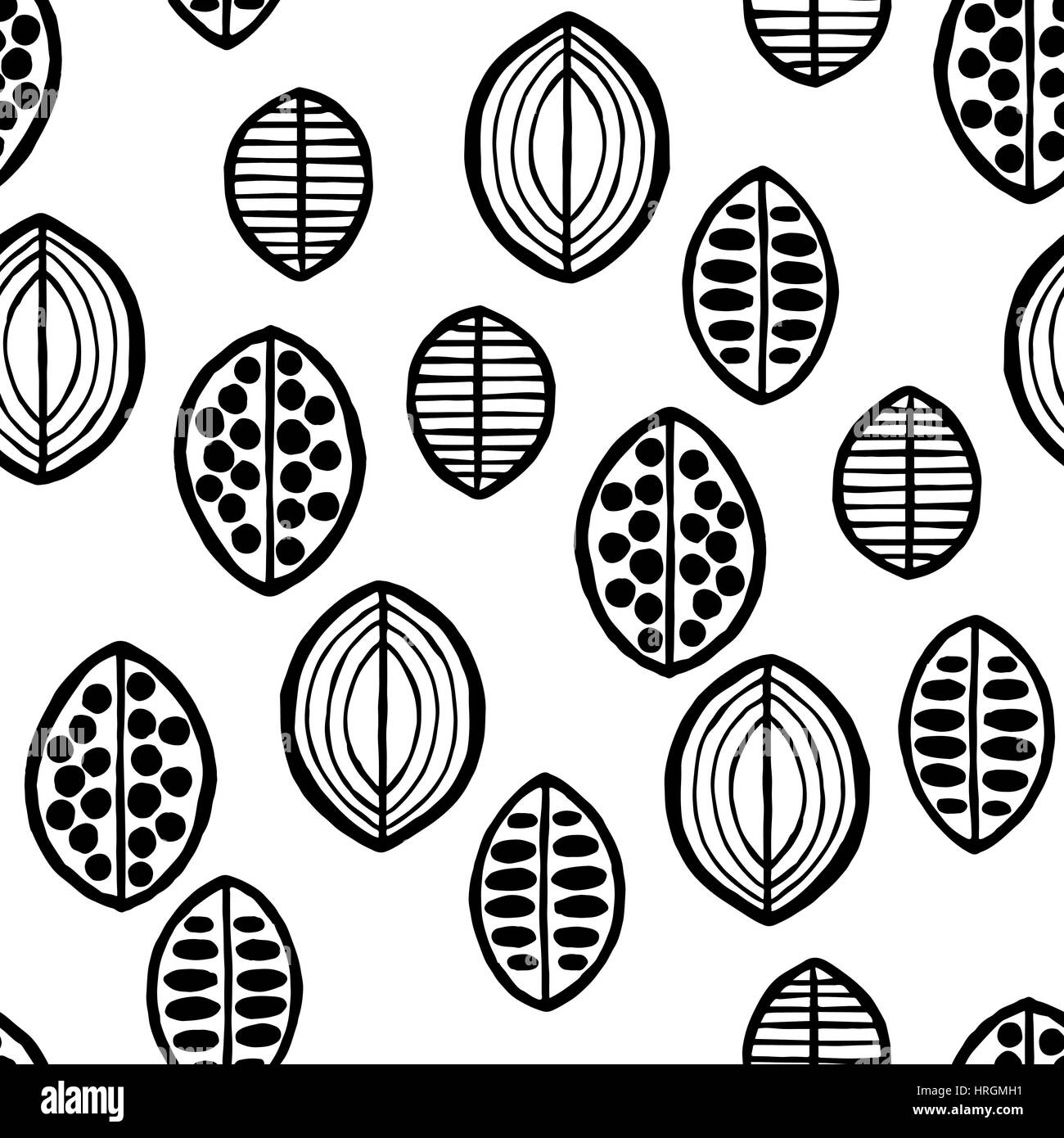 Seamless floral pattern with primitive leaves. Tribal ethnic background ...
