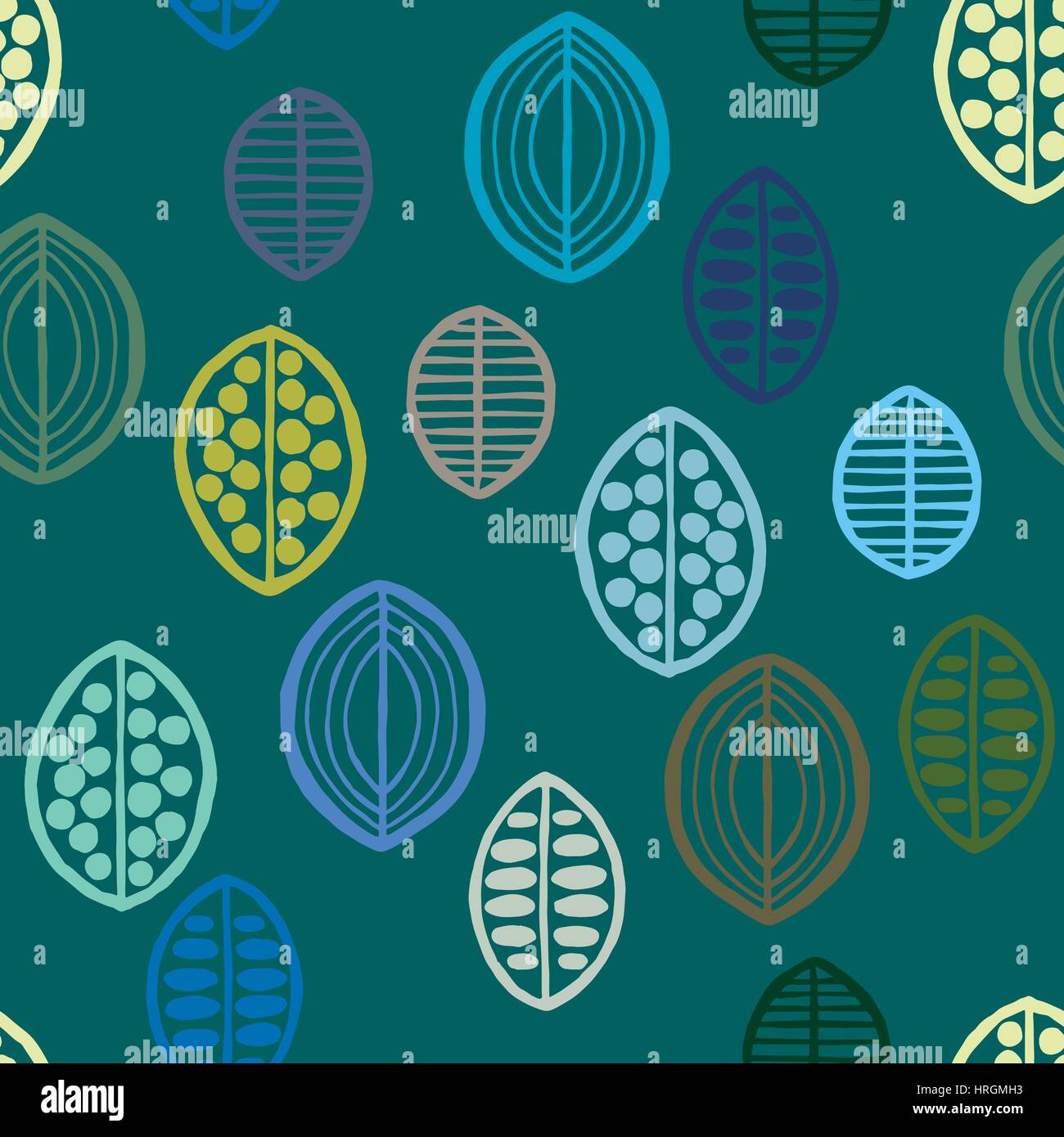 Seamless floral pattern with primitive leaves. Tribal ethnic background ...
