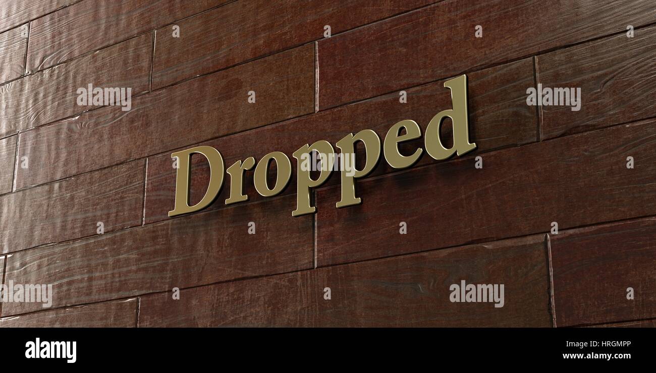 Dropped - Bronze plaque mounted on maple wood wall - 3D rendered ...