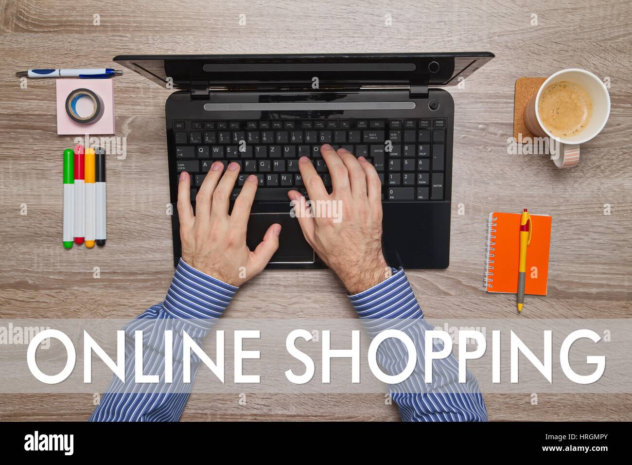 Male hand typing on laptop, message Stock Photo - Alamy