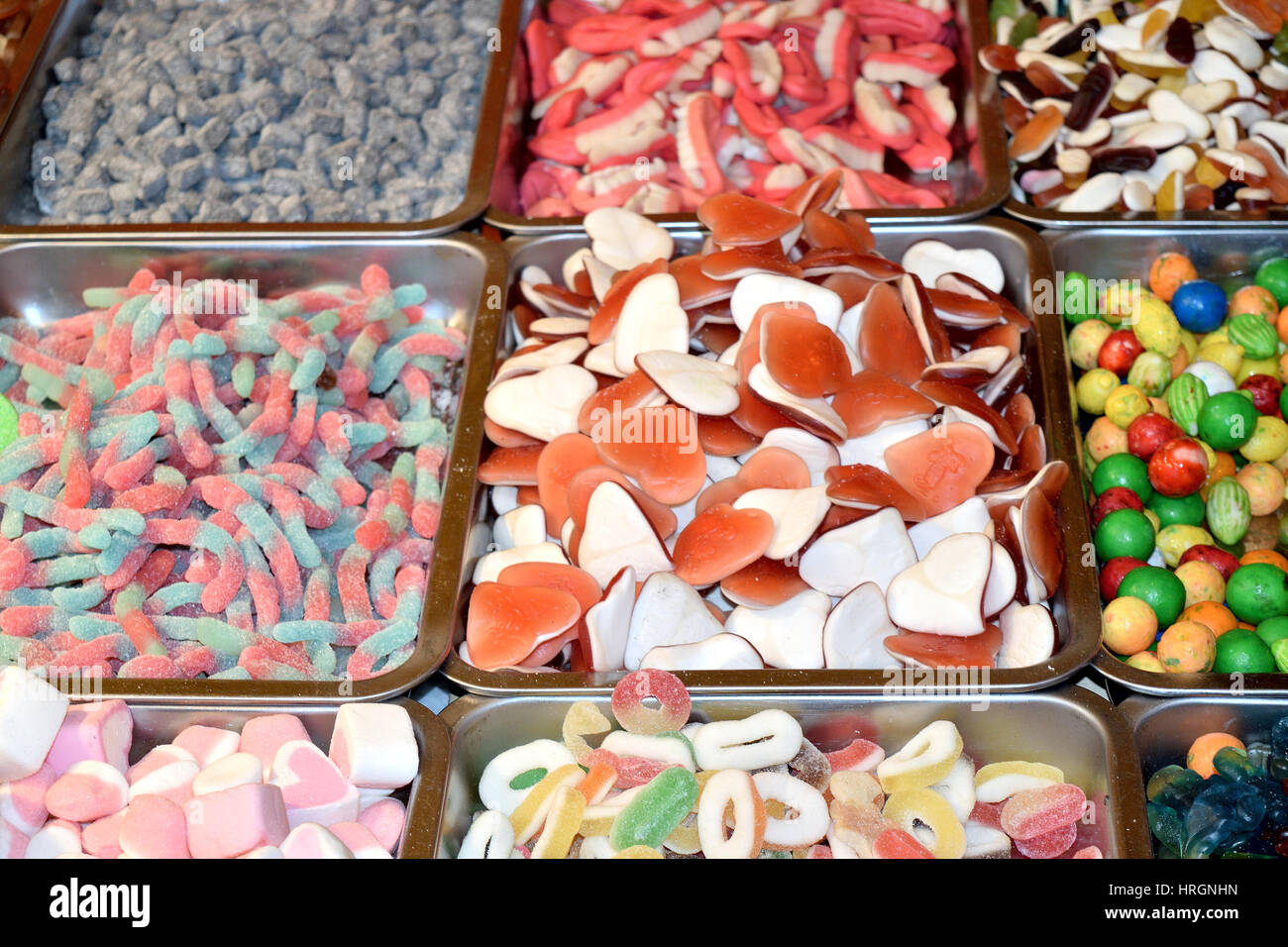 Stand with varied assortment of colorful candy Stock Photo - Alamy