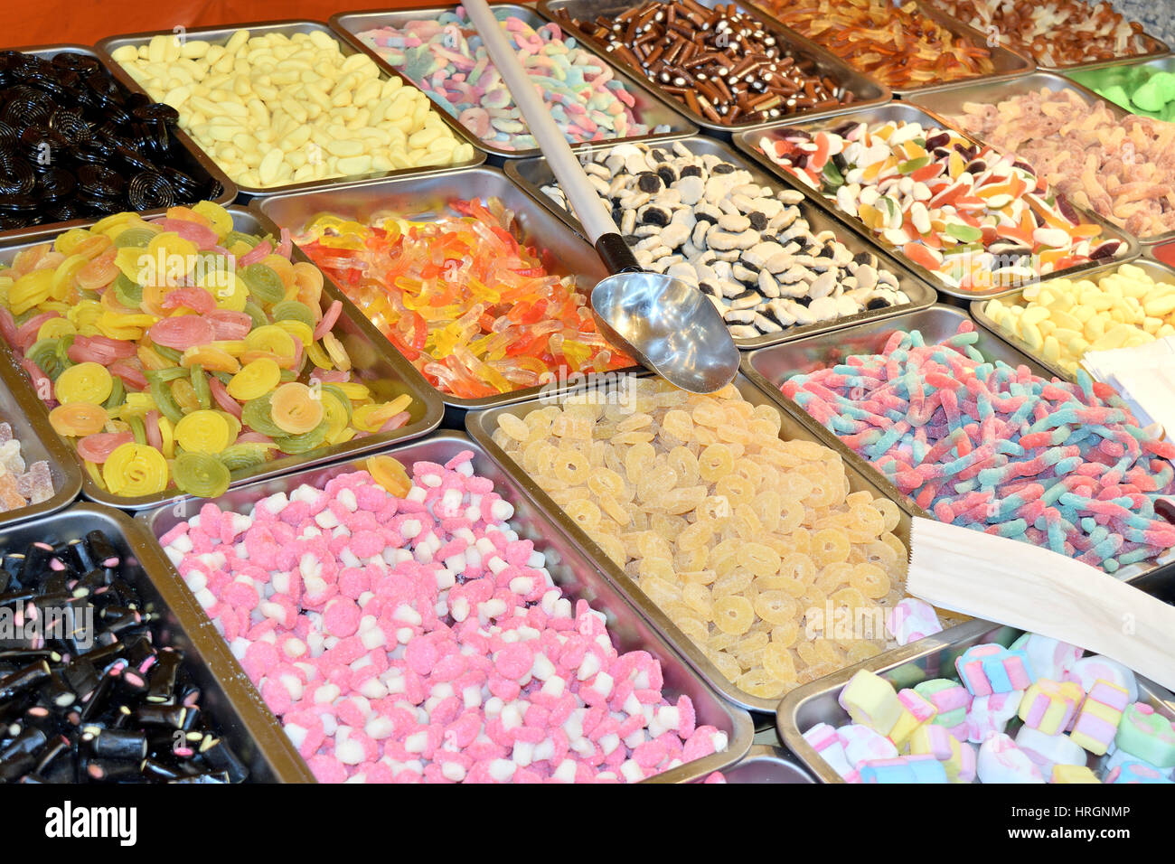 Stand with varied assortment of colorful candy Stock Photo - Alamy