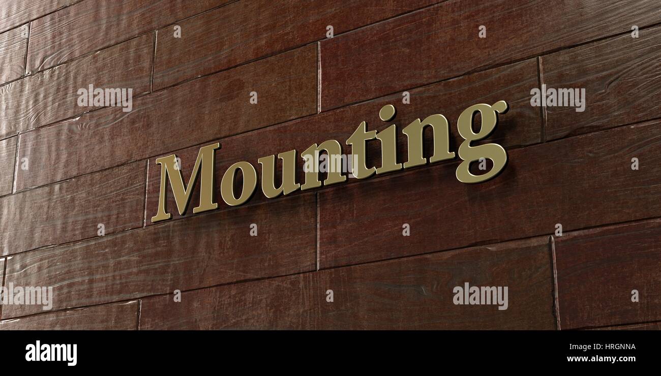 Mounting - Bronze plaque mounted on maple wood wall - 3D rendered ...