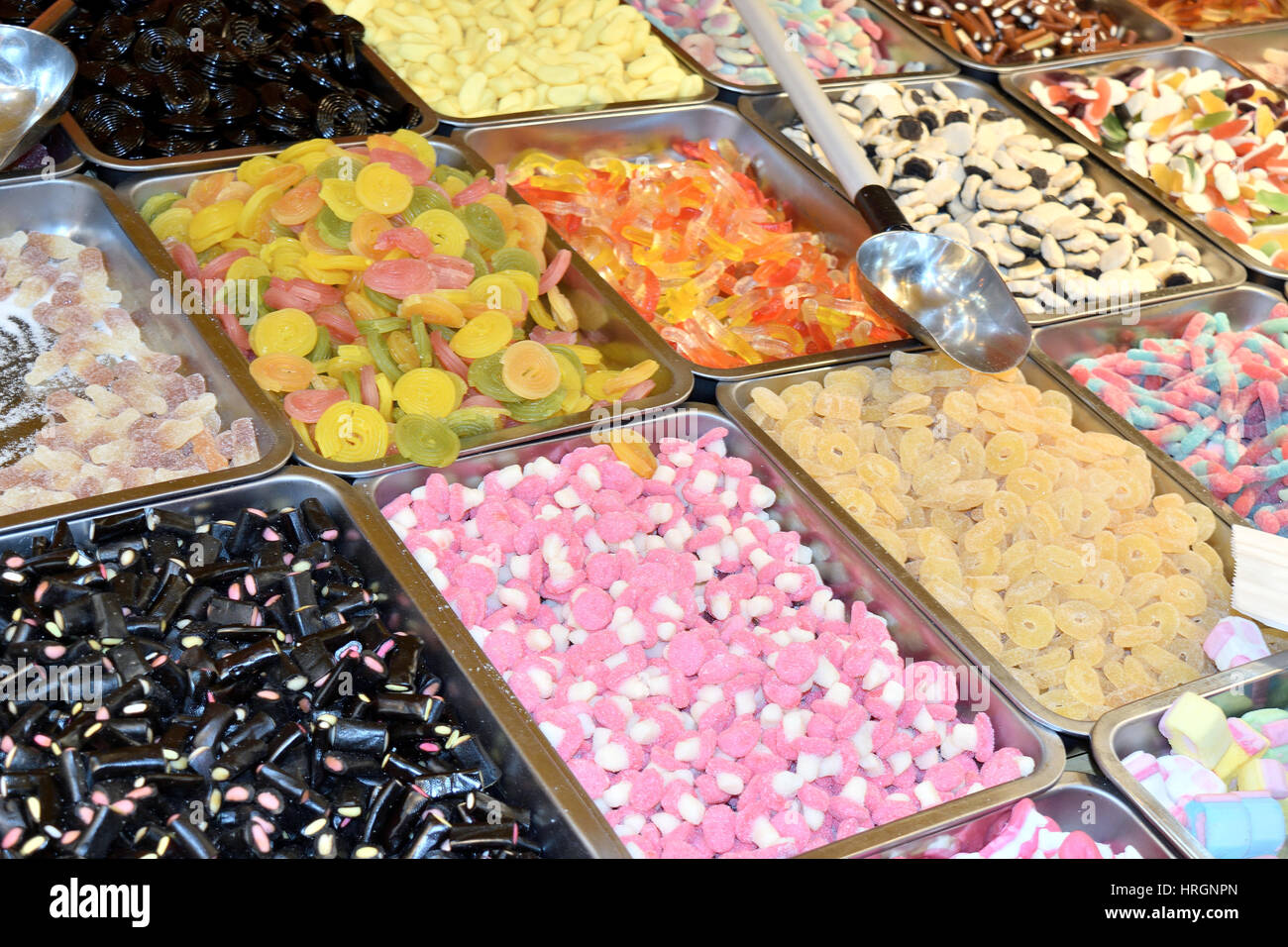 Stand with varied assortment of colorful candy Stock Photo - Alamy