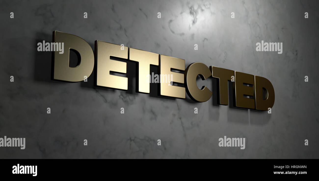 Detected - Gold sign mounted on glossy marble wall - 3D rendered ...