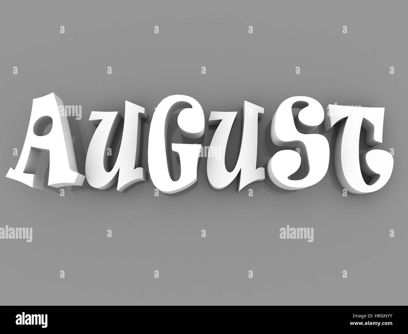 August sign with colour black and white. 3d paper illustration Stock ...