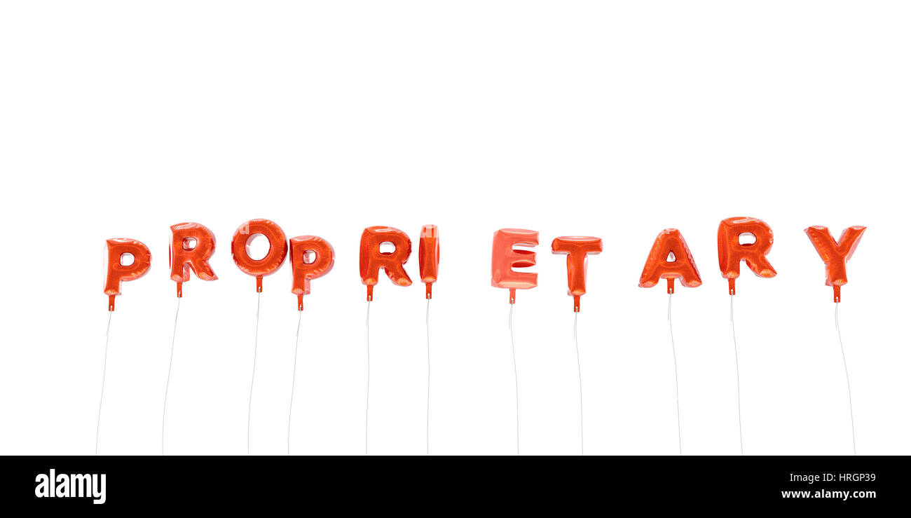 PROPRIETARY - word made from red foil balloons - 3D rendered. Can be ...