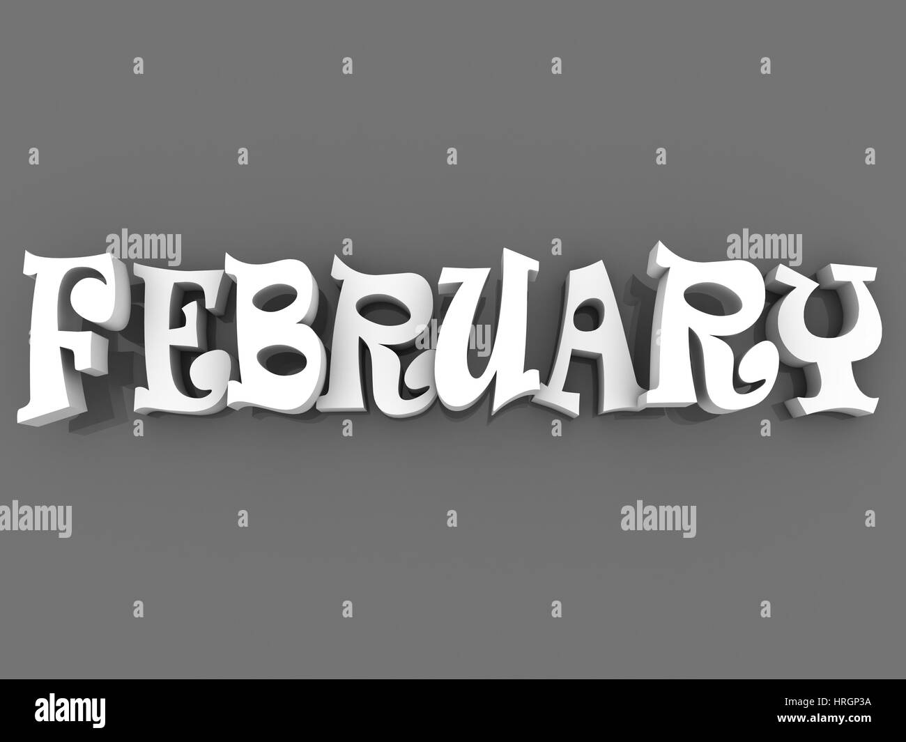 February sign with colour black and white. 3d paper illustration Stock ...