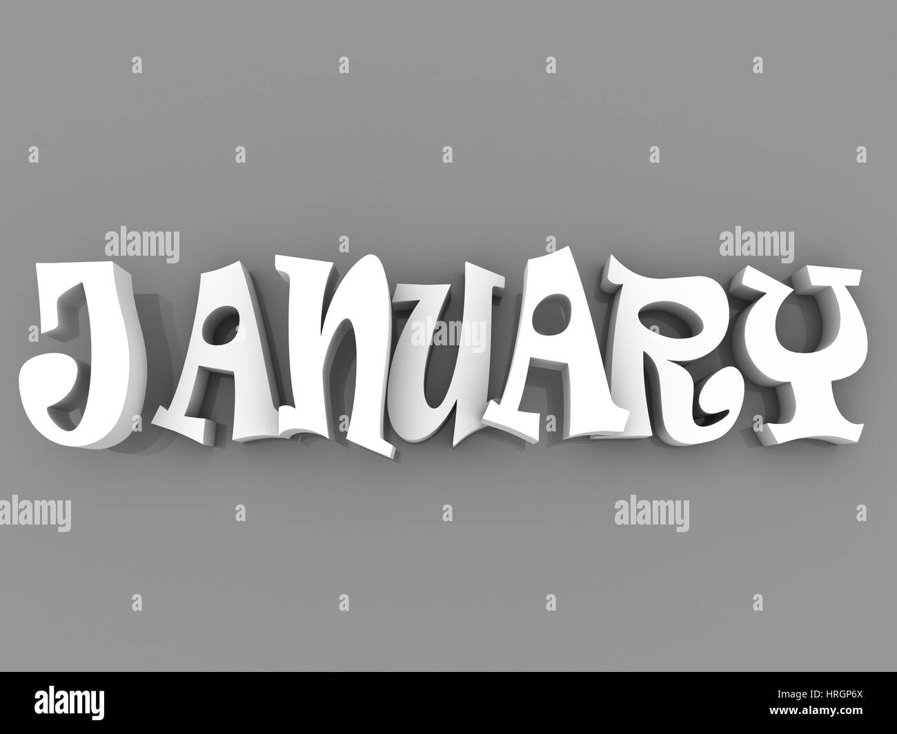 January sign with colour black and white. 3d paper illustration Stock ...