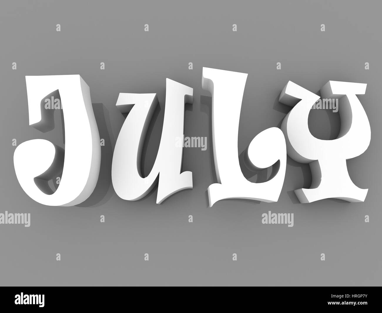 July sign with colour black and white. 3d paper illustration Stock ...