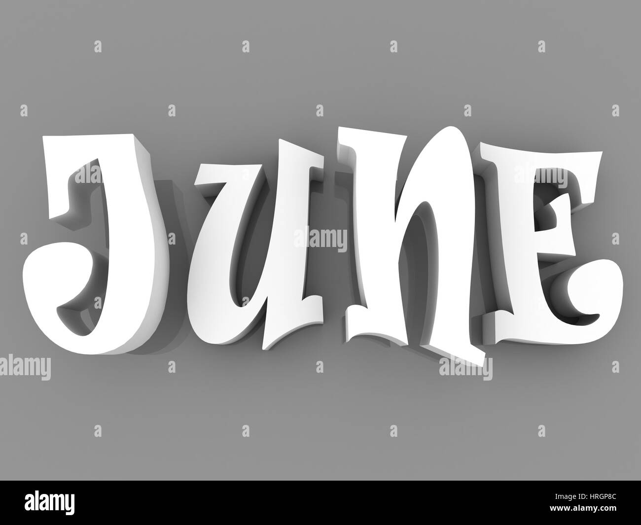 June sign with colour black and white. 3d paper illustration Stock ...