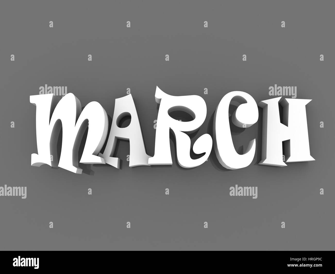 March sign with colour black and white. 3d paper illustration Stock ...