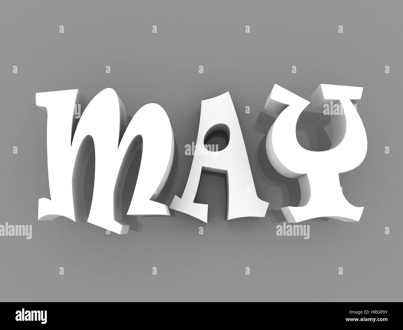 May sign with colour black and white. 3d paper illustration Stock Photo ...
