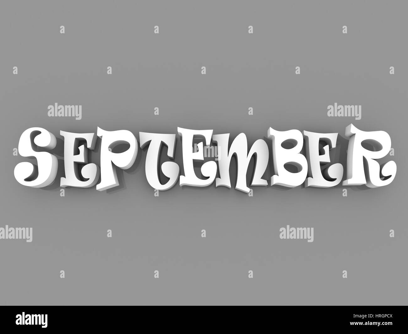 September sign with colour black and white. 3d paper illustration Stock ...