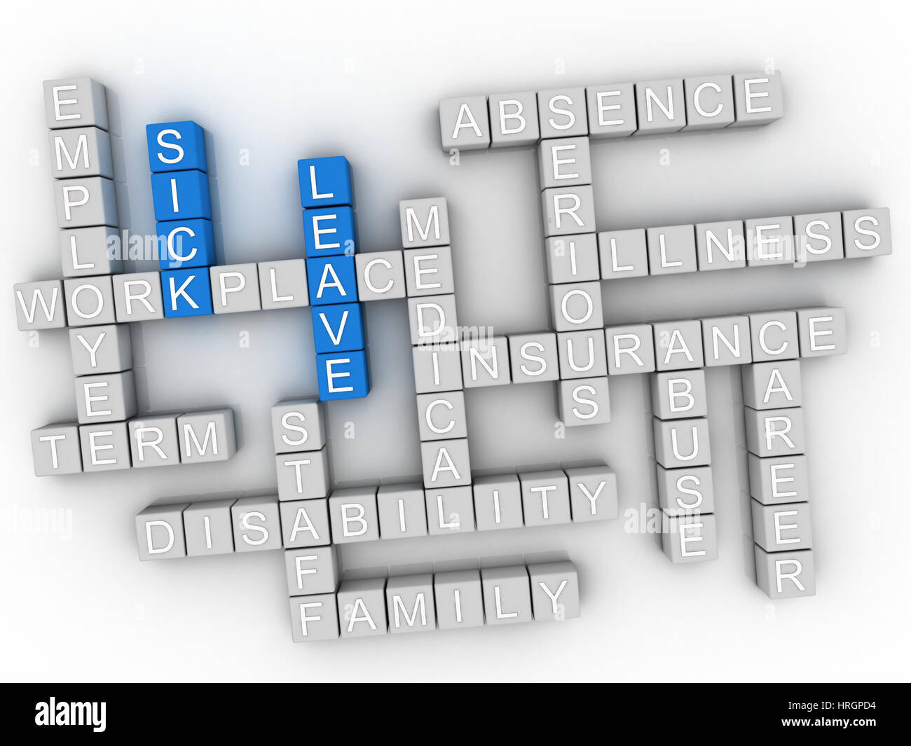 3d Sick leave, employment issues and concepts word cloud illustration ...